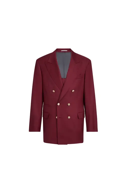 Brunello Cucinelli Blazer With Metal Buttons - Cherry
