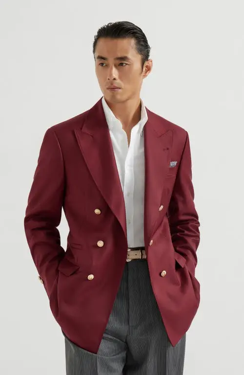 Brunello Cucinelli Blazer With Metal Buttons - Cherry