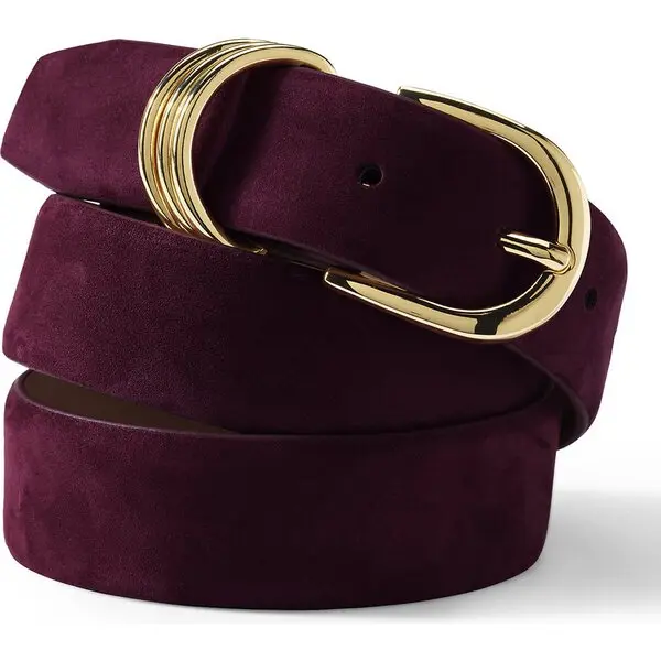 LANDS' END Nubuck Keeper Belt - Lush Burgundy