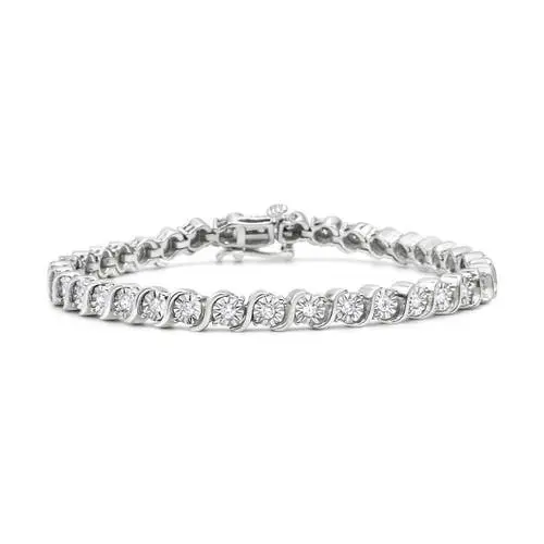HAUS OF BRILLIANCE 925 Sterling Silver 0.25ctw Diamond Tennis Bracelet - White