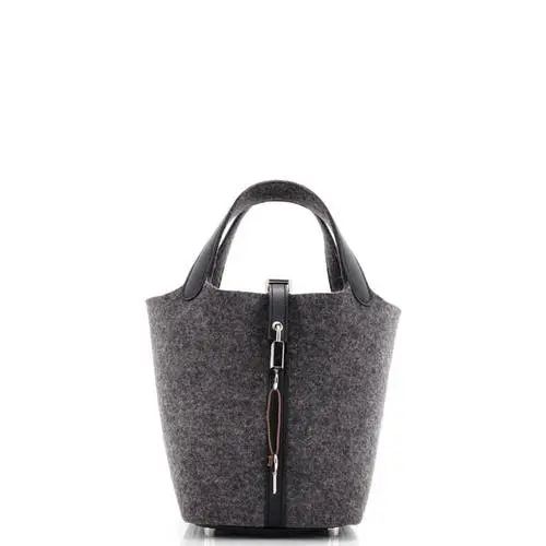 Hermès Picotin Lock Bag Felt With Leather Pm - Grey