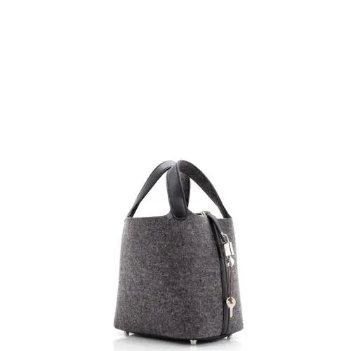 Hermès Picotin Lock Bag Felt With Leather Pm - Grey