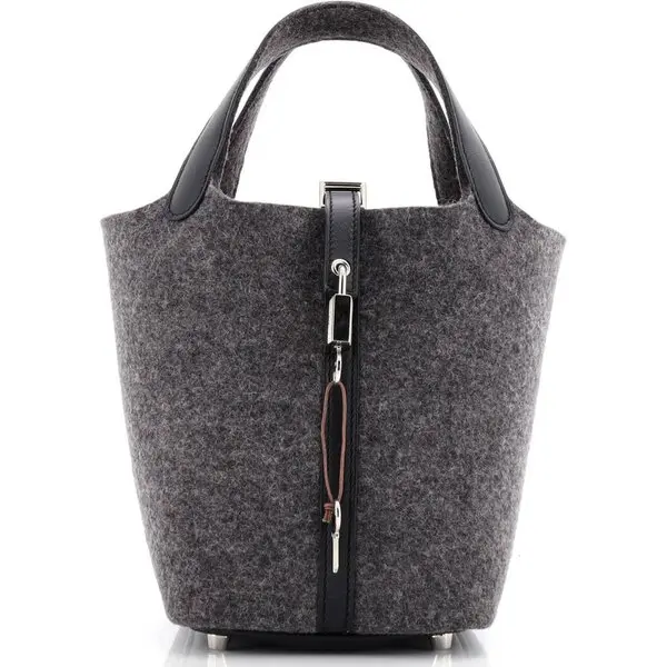 Hermès Picotin Lock Bag Felt With Leather Pm - Gris Moyen