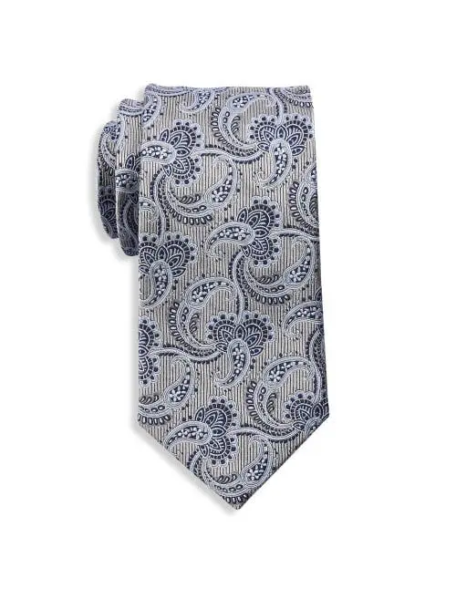 OAK HILL PREMIUM BY DXL Paisley Vines Neck Tie - Grey