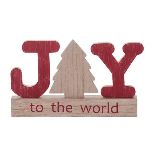 TRANSPAC Multicolor Rustic Joy To The World Christmas Decor Figurine