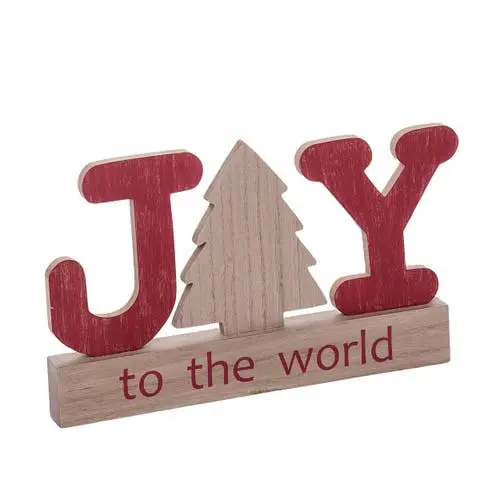 TRANSPAC Multicolor Rustic Joy To The World Christmas Decor Figurine