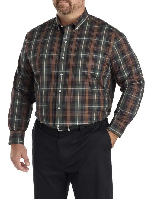 OAK HILL BY DXL Big & Tall Large Plaid Performance Sport Shirt