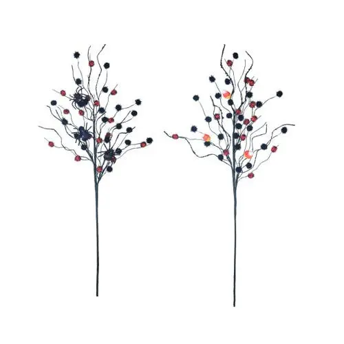 TRANSPAC Fall Harvest Polyester Pom Pom Spray Set Of 2 Home Decor - Multicolored