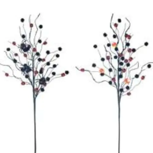 TRANSPAC Fall Harvest Polyester Pom Pom Spray Set Of 2 Home Decor
