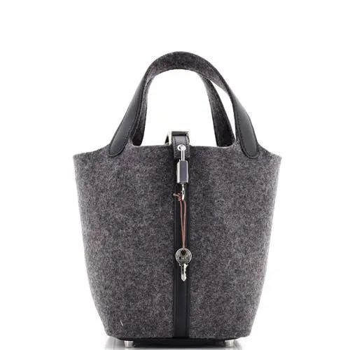 Hermès Picotin Lock Bag Felt With Leather Pm - Grey