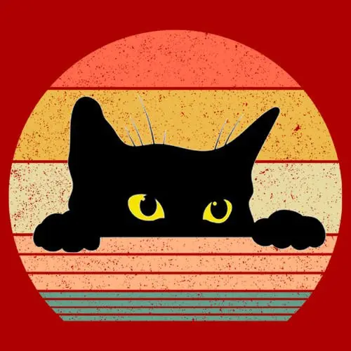 LOST GODS Retro Stripes Cat Short Sleeve Graphic T-shirt