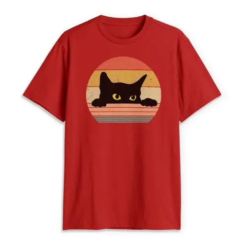 LOST GODS Retro Stripes Cat Short Sleeve Graphic T-shirt