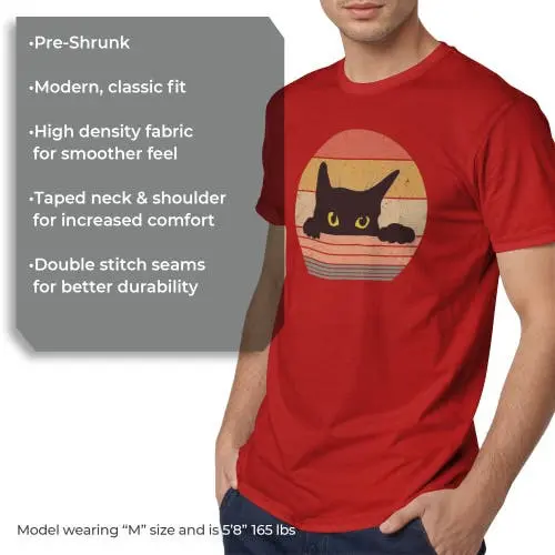 LOST GODS Retro Stripes Cat Short Sleeve Graphic T-shirt