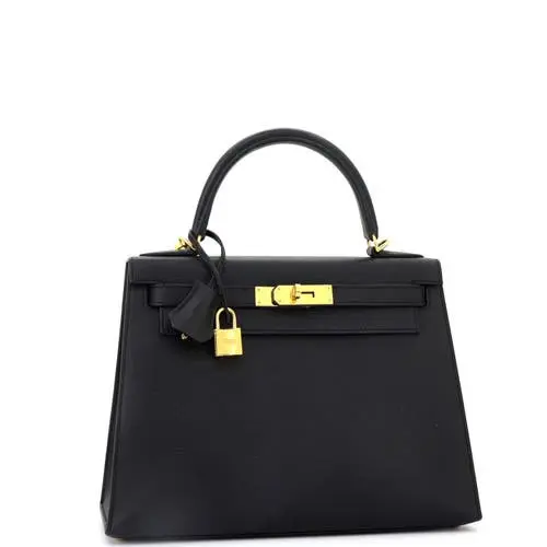 Hermès Kelly Handbag Black Epsom With Gold Hardware 28
