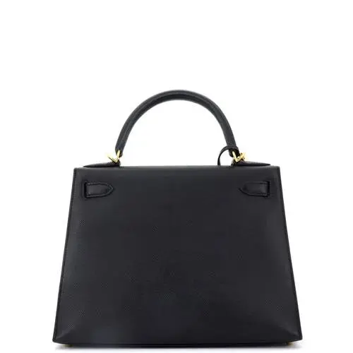 Hermès Kelly Handbag Black Epsom With Gold Hardware 28