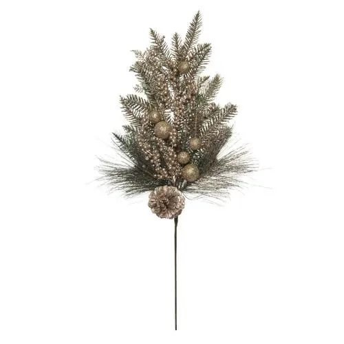 TRANSPAC Multicolor Christmas Pine Spray With Golden Accents For Decor