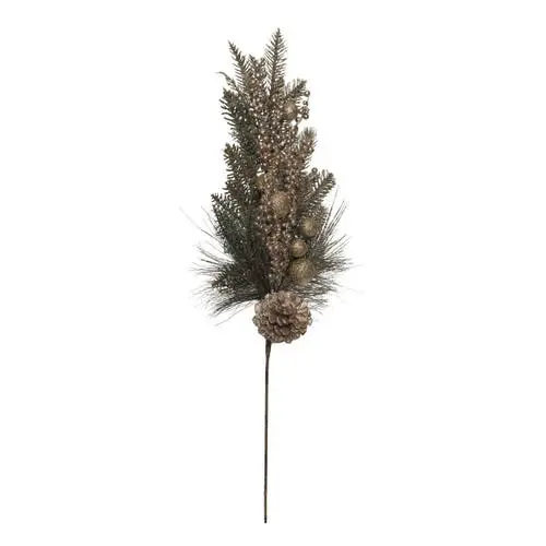 TRANSPAC Multicolor Christmas Pine Spray With Golden Accents For Decor