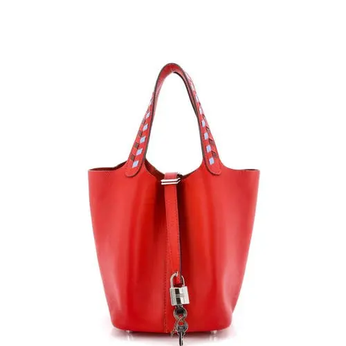 Hermès Picotin Lock Bag Tressage Epsom Pm - Red