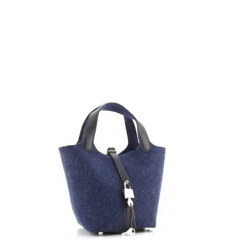 Hermès Picotin Lock Bag Felt With Leather Pm - Blue