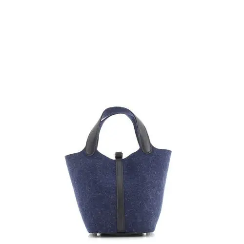 Hermès Picotin Lock Bag Felt With Leather Pm - Blue