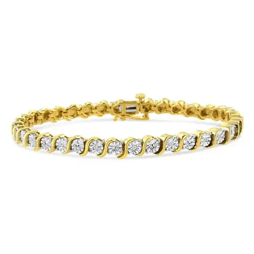 HAUS OF BRILLIANCE 925 Sterling Silver 1/10 Cttw Diamond Tennis Bracelet - Yellow