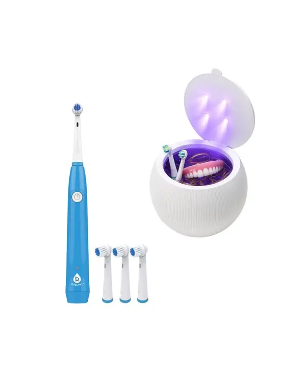 PURSONIC Advanced Oral Care & Hygiene Bundle – Ultrasonic Cleaner Pod + Rechargeable Electric Toothbrush - White