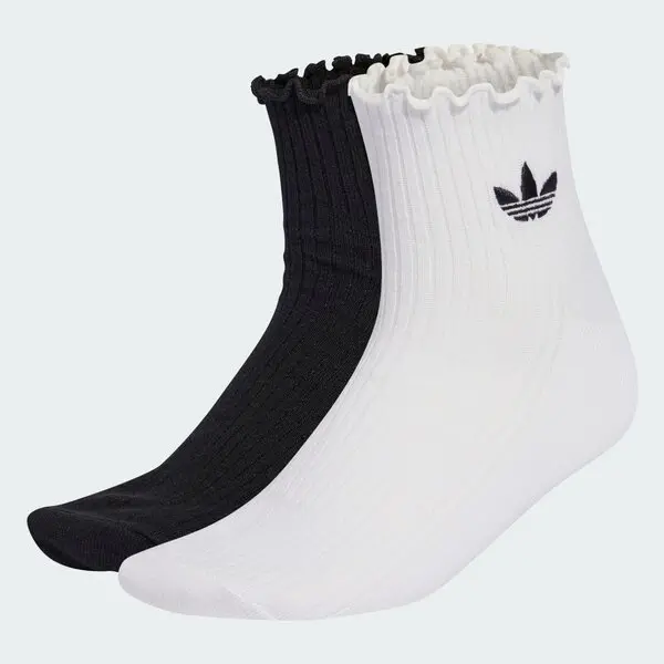 Adidas Ruffle Quarter Socks - White / Black