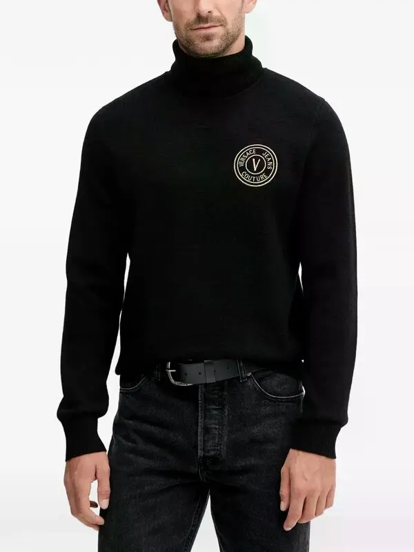 Versace Logo-embroidered Roll-neck Sweater