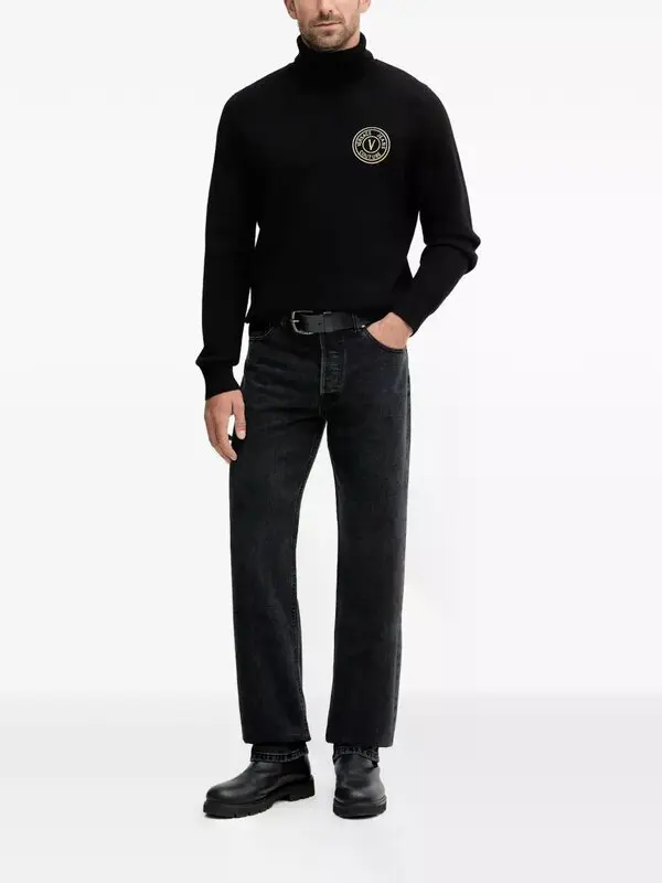 Versace Logo-embroidered Roll-neck Sweater