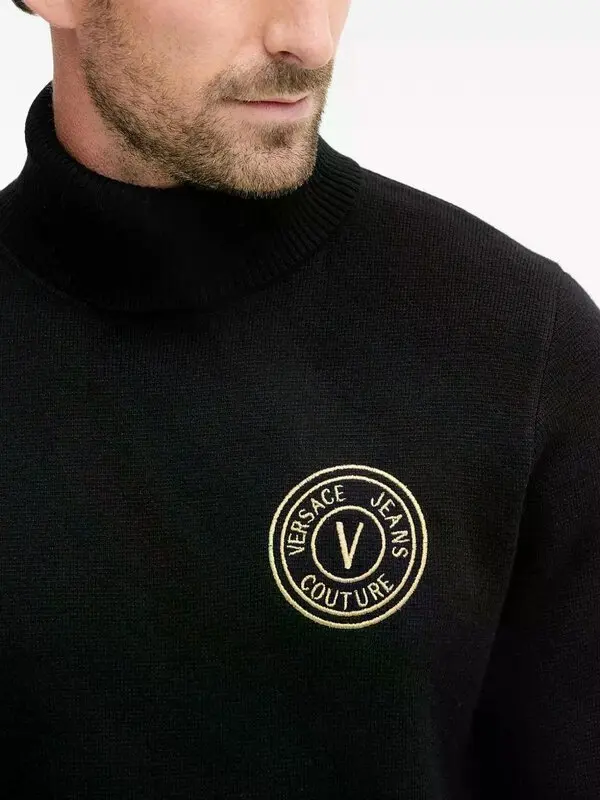Versace Logo-embroidered Roll-neck Sweater