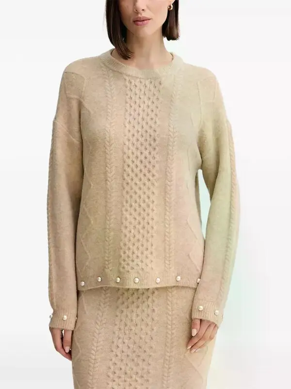TWINSET Cable-knit Sweater With Pearl Embellishments