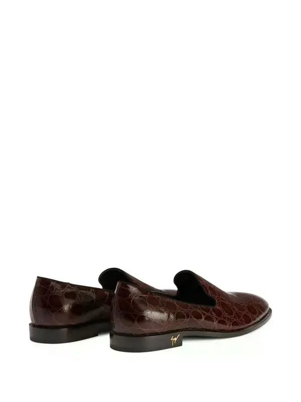 GIUSEPPE ZANOTTI Gatien Crocodile-embossed Leather Loafers - Brown