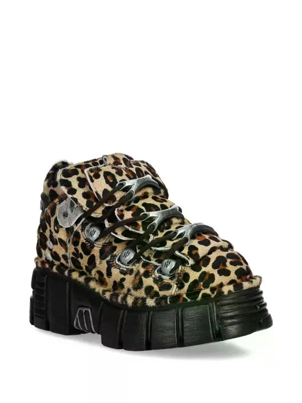 NEW ROCK 60mm Leopard Print Platform Sneakers - Brown