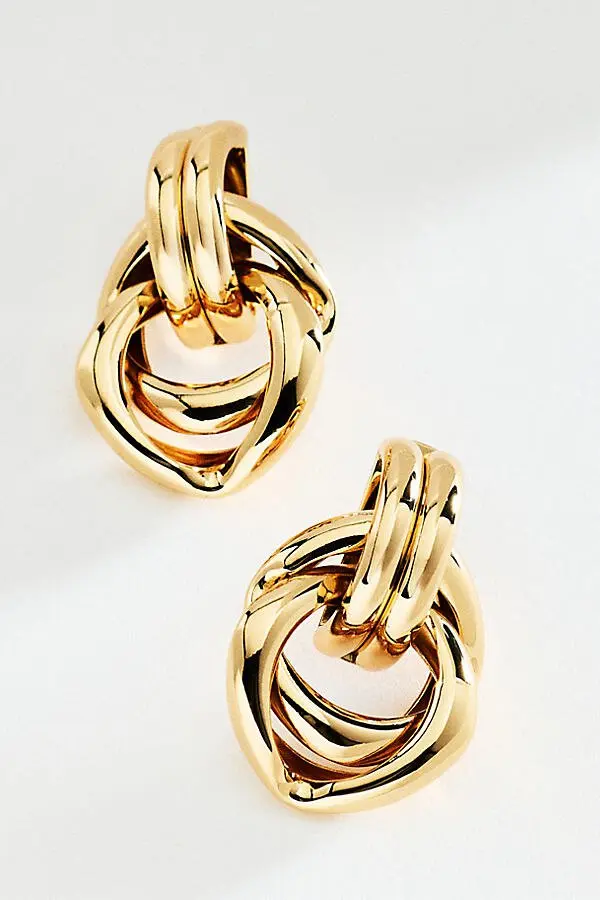 Anthropologie Linked Knot Stud Earrings - Gold