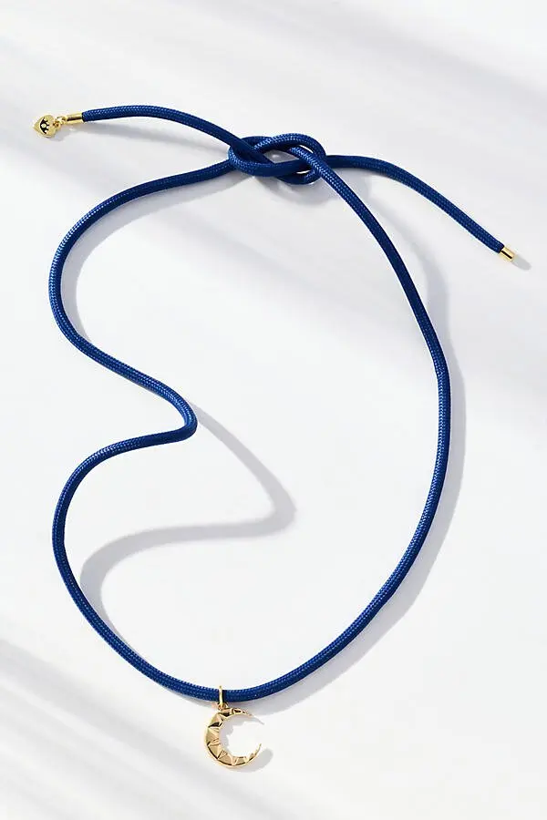 HART Crescent Moon Corded Necklace - Navy/gold