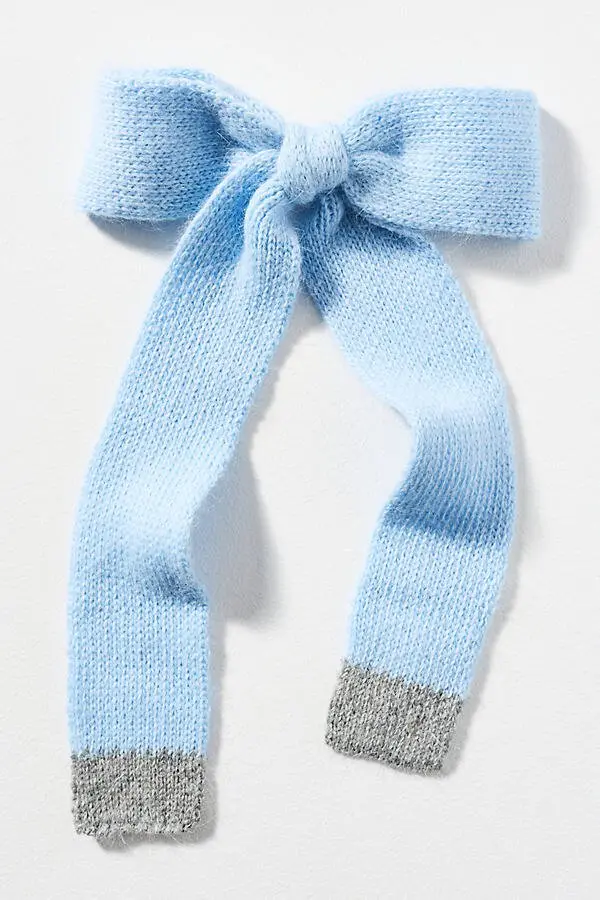 Anthropologie Knit Bow Barrette - Blue