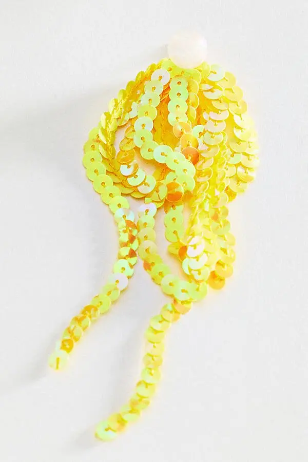 Anthropologie Looped Sequin Drop Earrings - Yellow