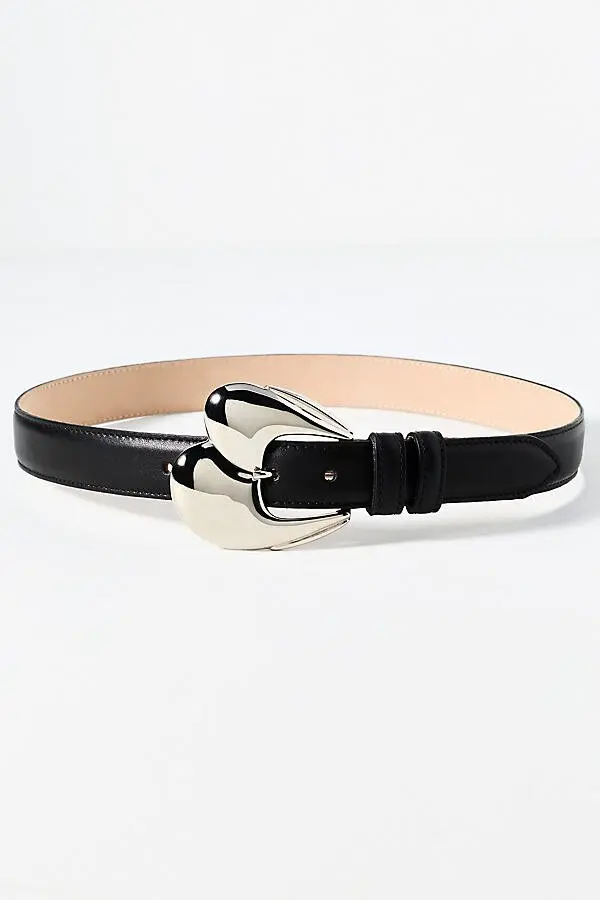 Streets Ahead Heart Buckle Leather Belt - Black