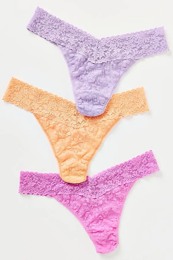 Hanky Panky Origal Rise Thongs, Set Of 3 - Orange