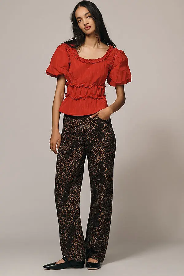 DAMSON MADDER Everly Ruffle Blouse - Red