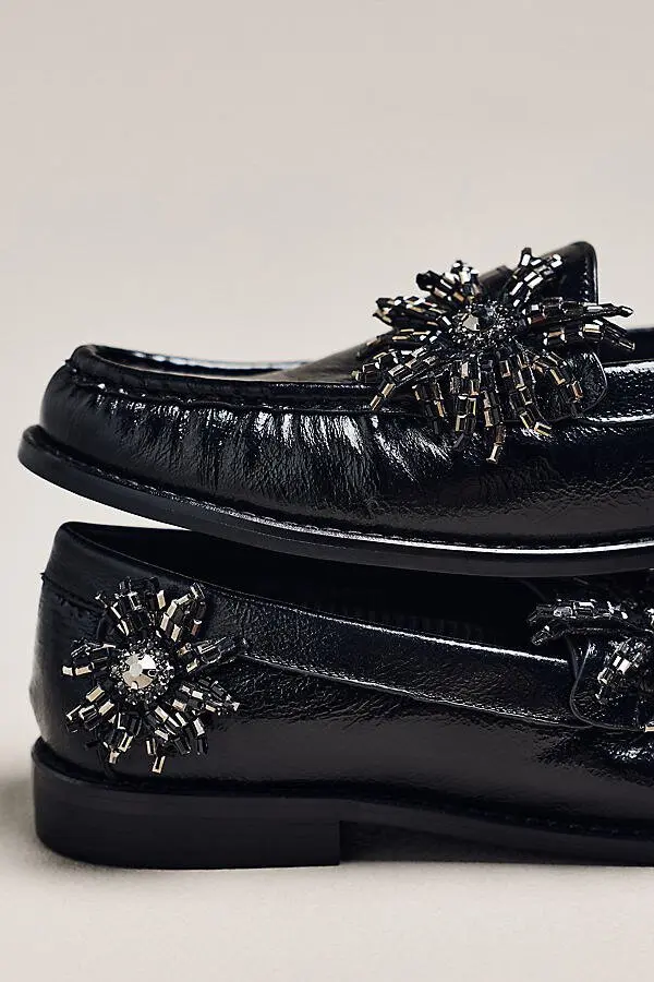 Lola Cruz Beaded Flower Loafers