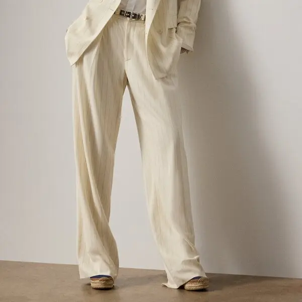 Ralph Lauren Jody Striped Wool Pant - Cream/icon Navy