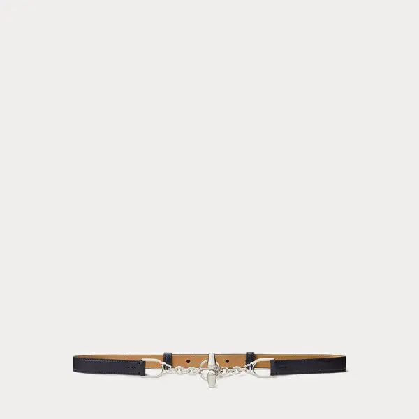 Ralph Lauren Calfskin Toggle Skinny Belt - Lux Navy