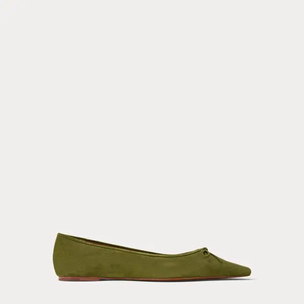 Ralph Lauren Suede Pointed Toe Ballet Flat
