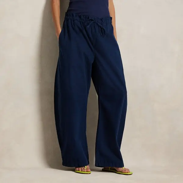Ralph Lauren Cotton Curved Tapered Drawstring Pant - Navy