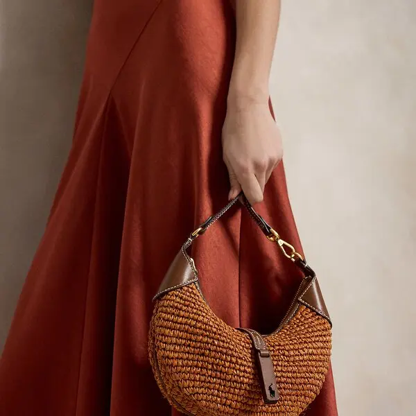 Ralph Lauren Polo Id Raffia Mini Shoulder Bag - Sequoia/cuoio