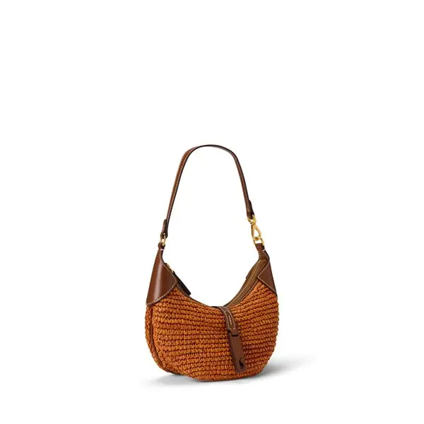 Ralph Lauren Polo Id Raffia Mini Shoulder Bag - Sequoia/cuoio