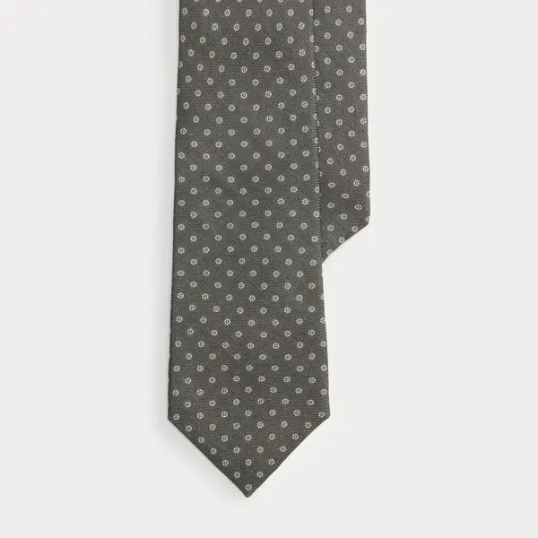 Ralph Lauren Geometric-print Cashmere-silk Neck Tie - Grey
