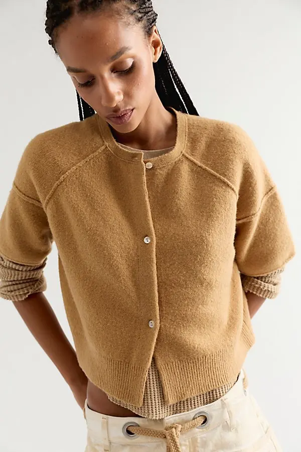 Free People See Me Softspun Cardigan - Apple Pie