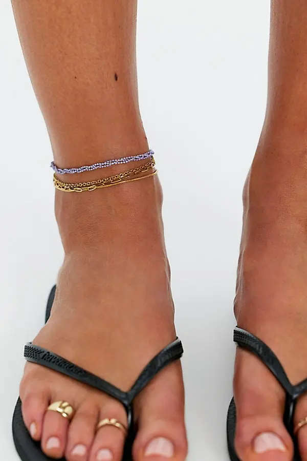 Free People Celia Anklet - Frosty Purple